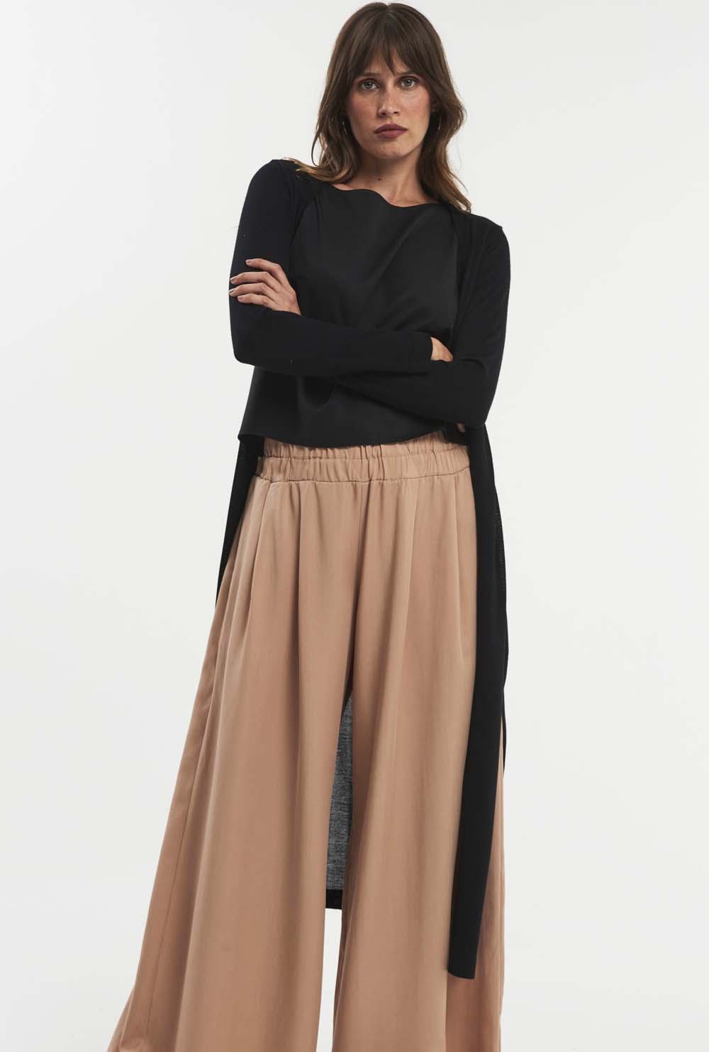 Cardigan Longo Ottawa de Tricot em Viscose Preto