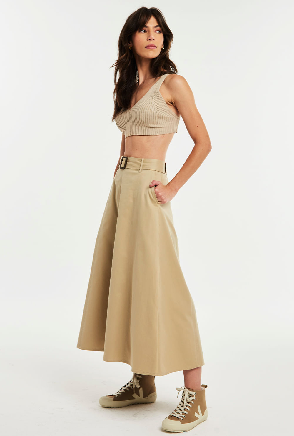 Saia Bruny Midi Com Cinto - MyBasic