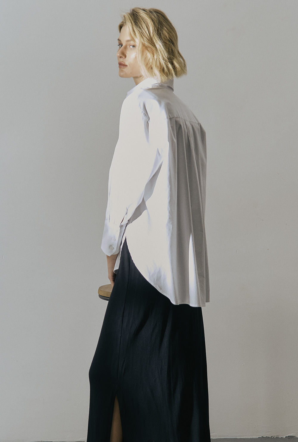 Camisa Dinant Tricoline de Algodão Assimétrica Branca - MyBasic