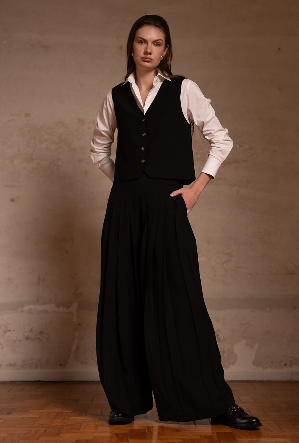 Colete Alfaiataria Crepe Patou Campbell - MyBasic